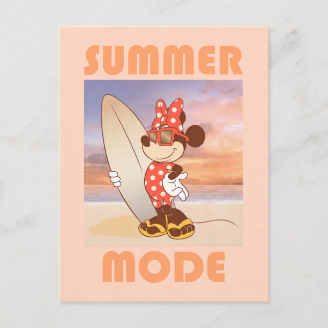 Minnie Mouse | Summer Mode Postcard | Zazzle