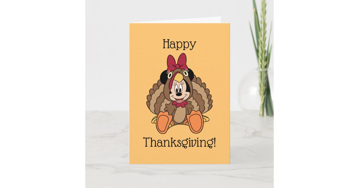 Minnie Mouse Thanksgiving Turkey Card | Zazzle