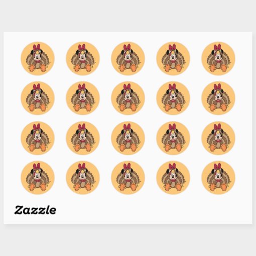 Minnie Mouse Thanksgiving Turkey Classic Round Sticker | Zazzle