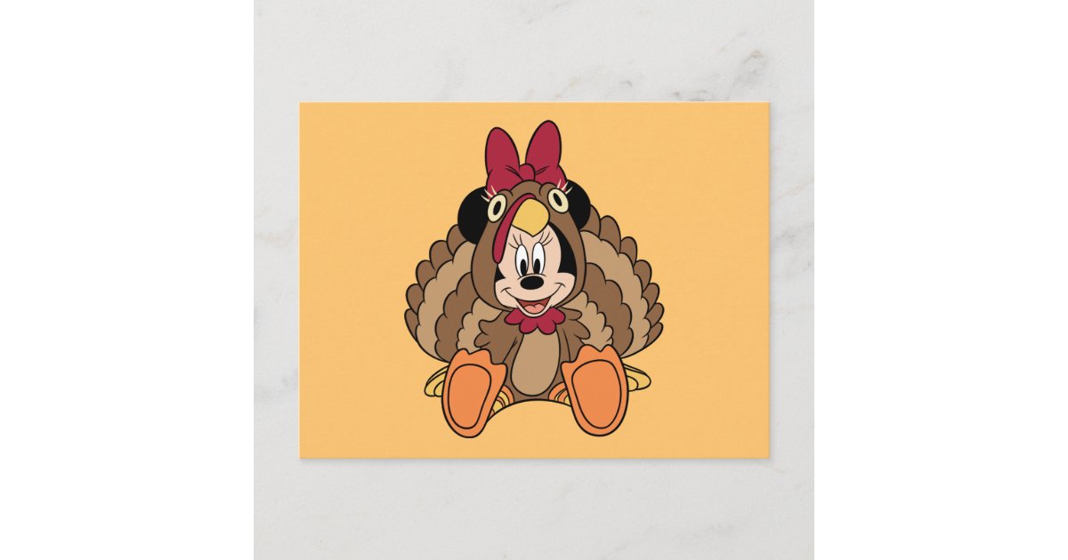 Minnie Mouse Thanksgiving Turkey Postcard | Zazzle