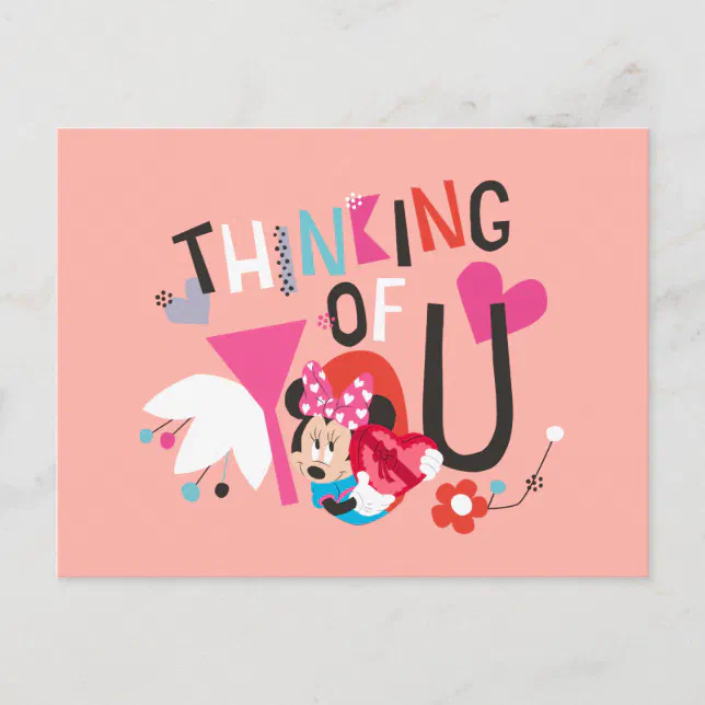 Minnie Mouse | Thinking of You Postcard | Zazzle