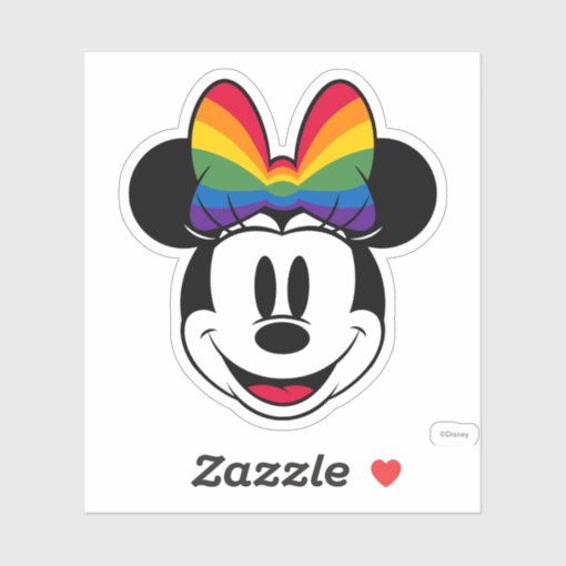 Minnie Mouse Wearing Rainbow Bow Sticker | Zazzle