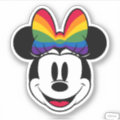 Minnie Mouse Wearing Rainbow Bow Sticker | Zazzle
