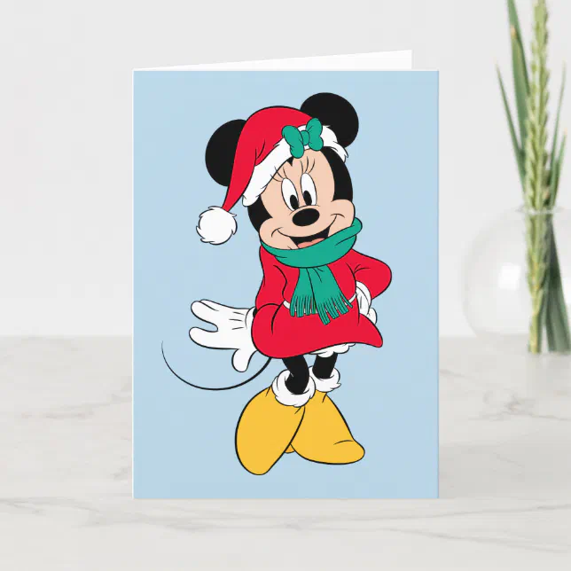 Minnie Mouse | Winter Outfit Holiday Card | Zazzle