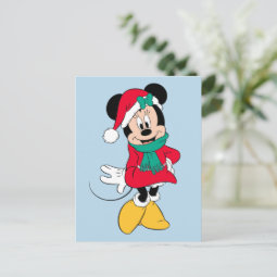 Minnie Mouse | Winter Outfit Holiday Postcard | Zazzle