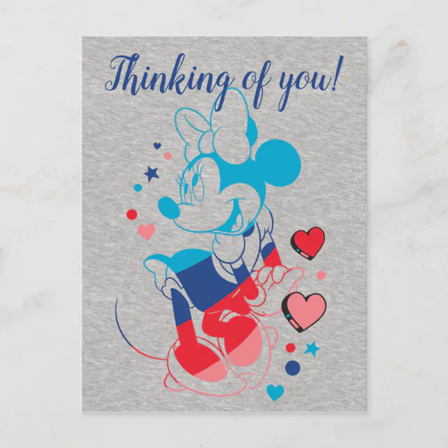 Minnie Mouse With Hearts Postcard | Zazzle
