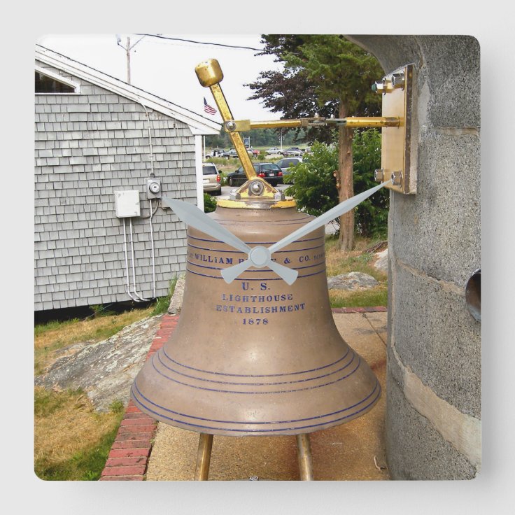 Minots Ledge Lighthouse Fog Bell Square Wall Clock | Zazzle