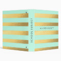 Mint And Gold Personalized Binder | Zazzle