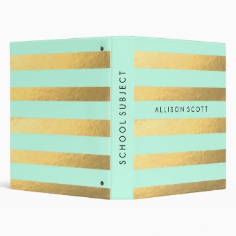 Mint And Gold Personalized Binder | Zazzle