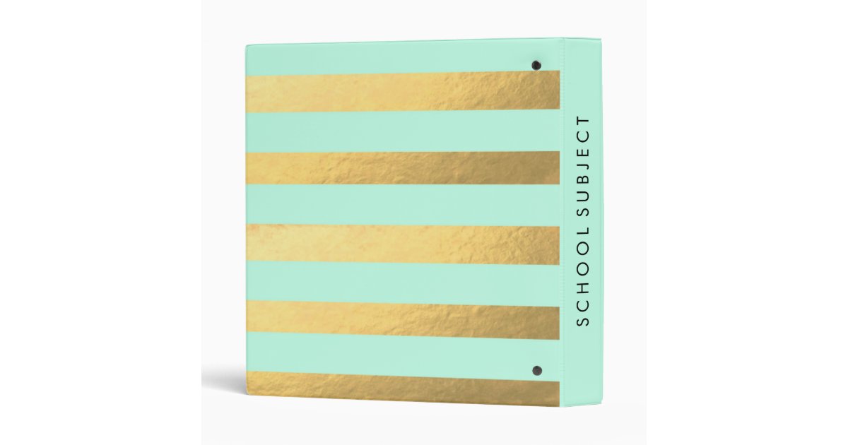 Mint And Gold Personalized Binder | Zazzle