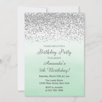 Mint and Silver Birthday Invitation | Zazzle