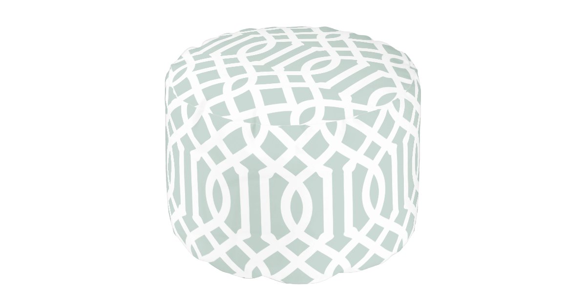 Mint and White Trellis | Editable Colors Pouf | Zazzle