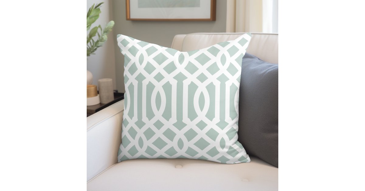 Mint and White Trellis | Editable Colors Throw Pillow | Zazzle