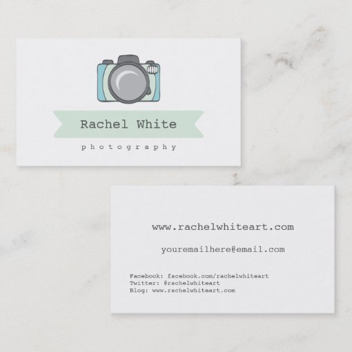 Mint & Aqua Camera Logo Business Cards | Zazzle