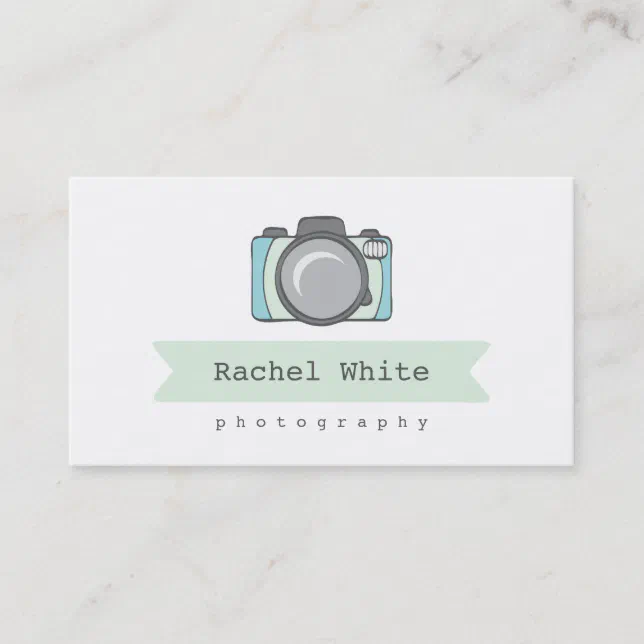 Mint & Aqua Camera Logo Business Cards | Zazzle