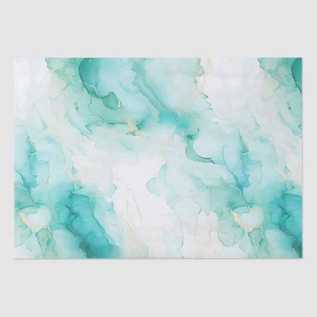 Mint Aqua Glam Elegant Gold Marble Tissue Paper | Zazzle