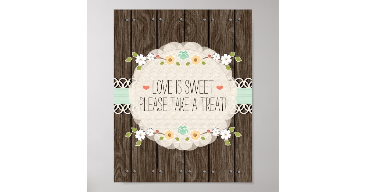 Mint Boho Rustic Wedding Shower Candy Bar Sign | Zazzle