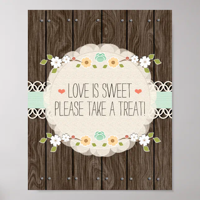Mint Boho Rustic Wedding Shower Candy Bar Sign | Zazzle