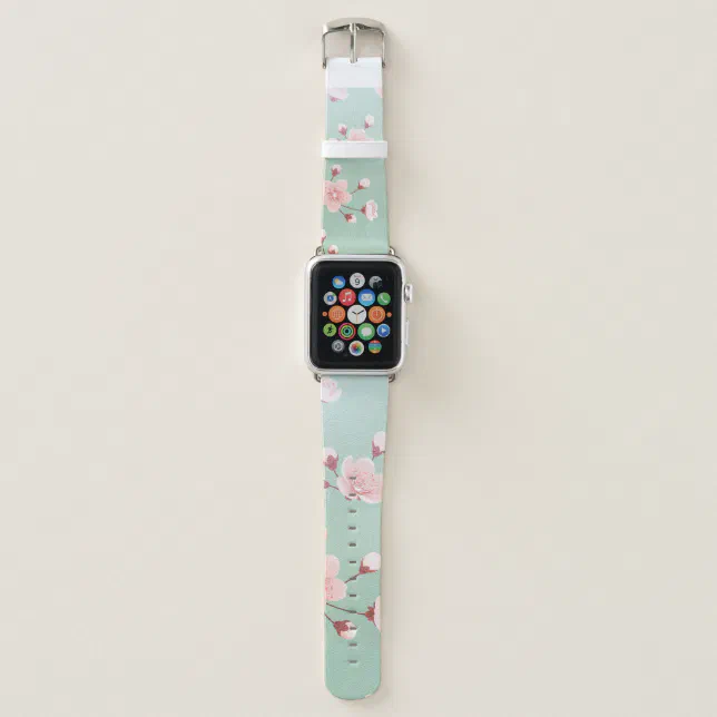 Mint,cherry blossom, spring flower,japanese,sakura apple watch band ...