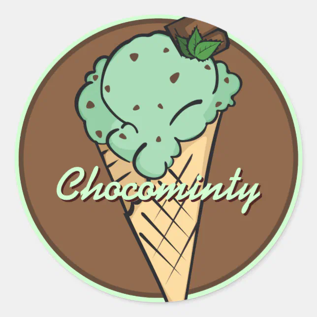 Mint Choco-Chip Icecream Sticker | Zazzle