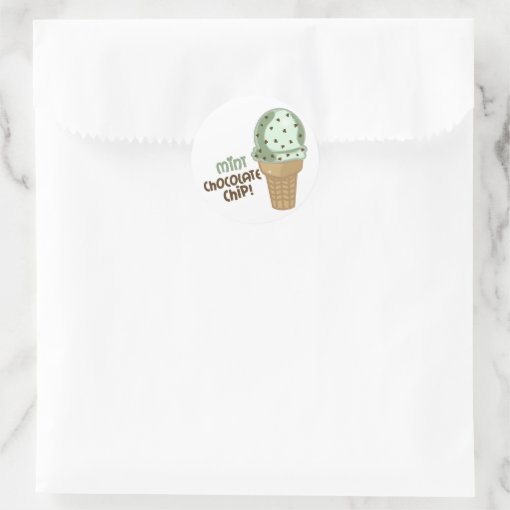 Mint Chocolate Chip with text Classic Round Sticker | Zazzle