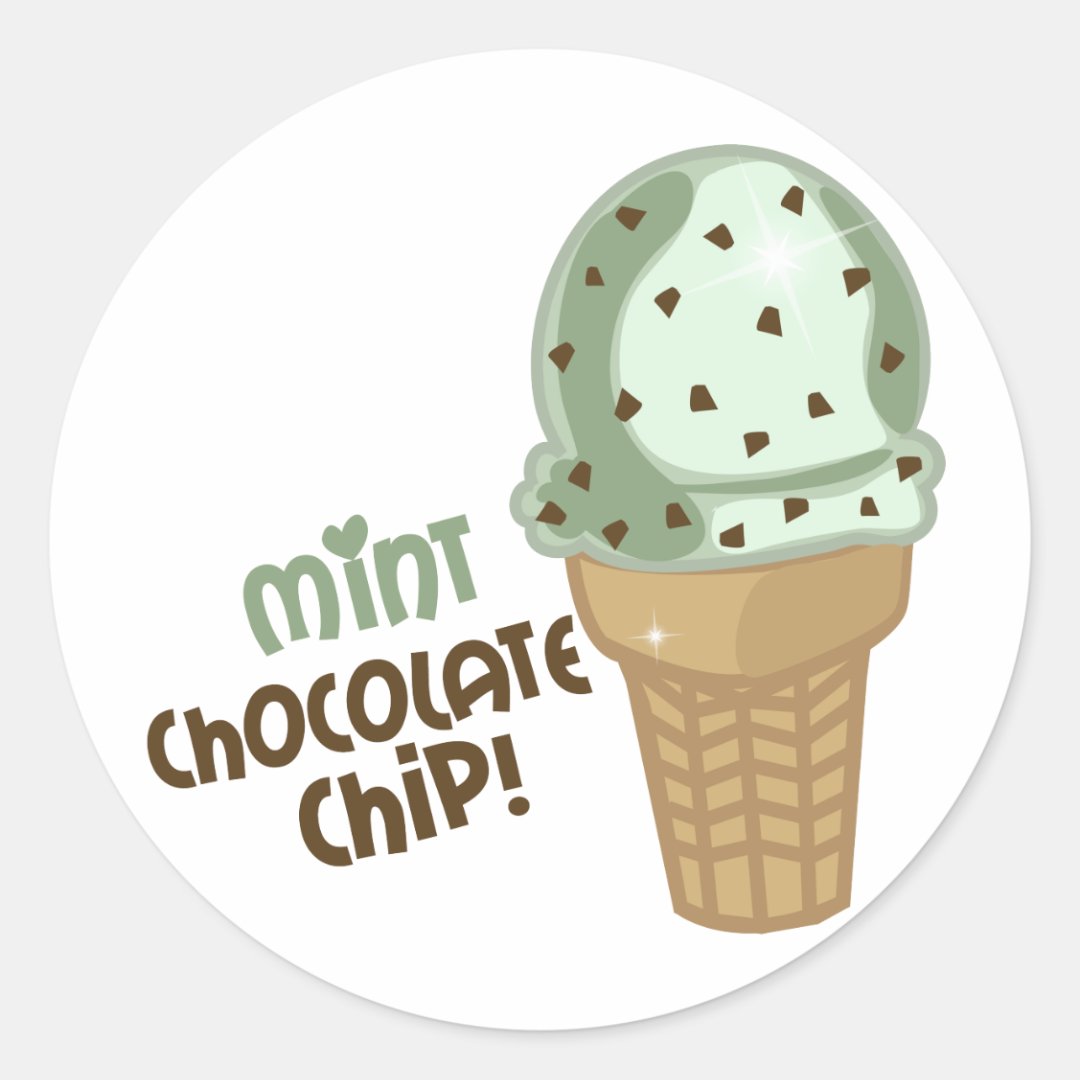 Mint Chocolate Chip with text Classic Round Sticker | Zazzle