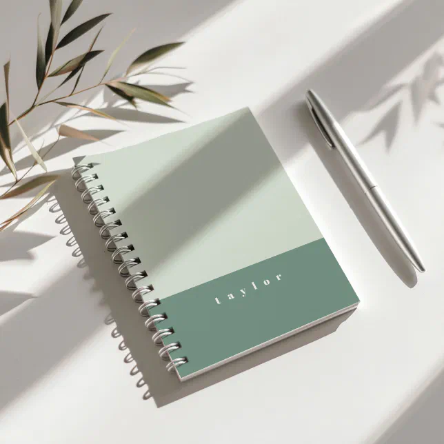 Mint Color Block Custom Name Notebook | Zazzle