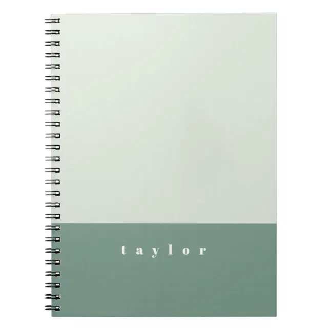 Mint Color Block Custom Name Notebook | Zazzle