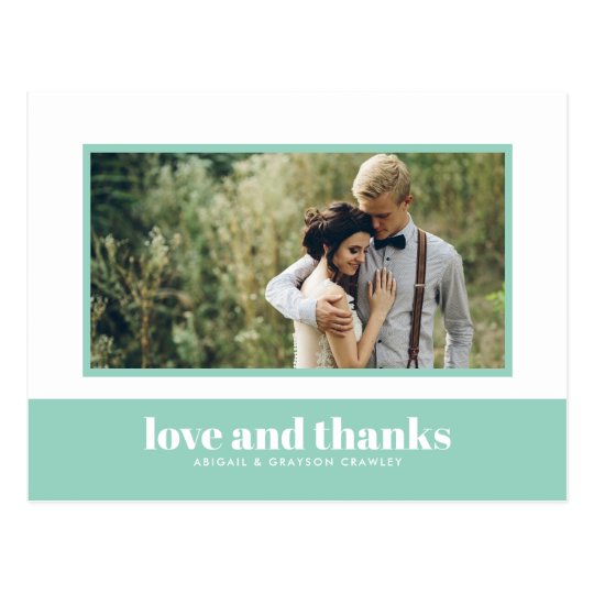 Mint Color Block Photo Thank You Postcard | Zazzle.com