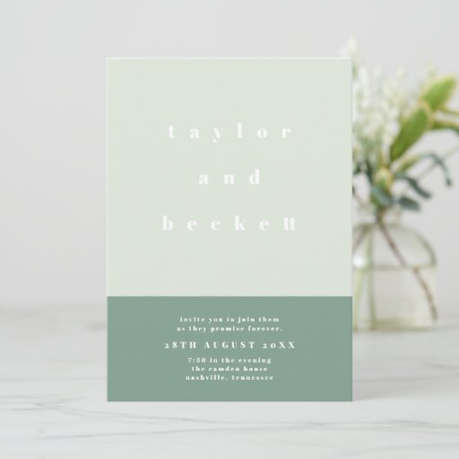 Mint Color Block Wedding Invitation | Zazzle