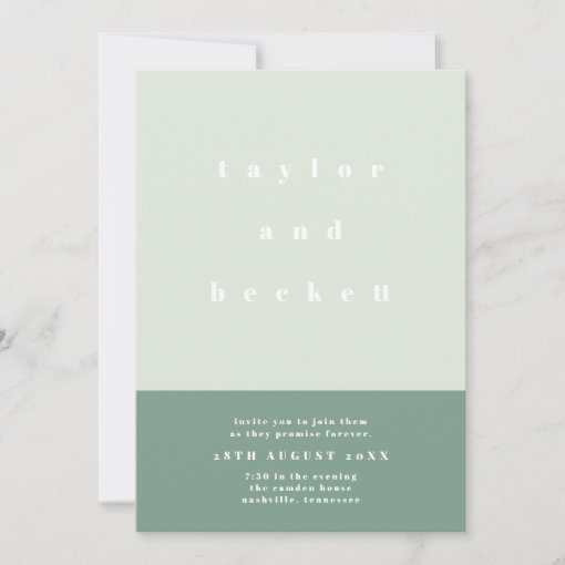 Mint Color Block Wedding Invitation | Zazzle