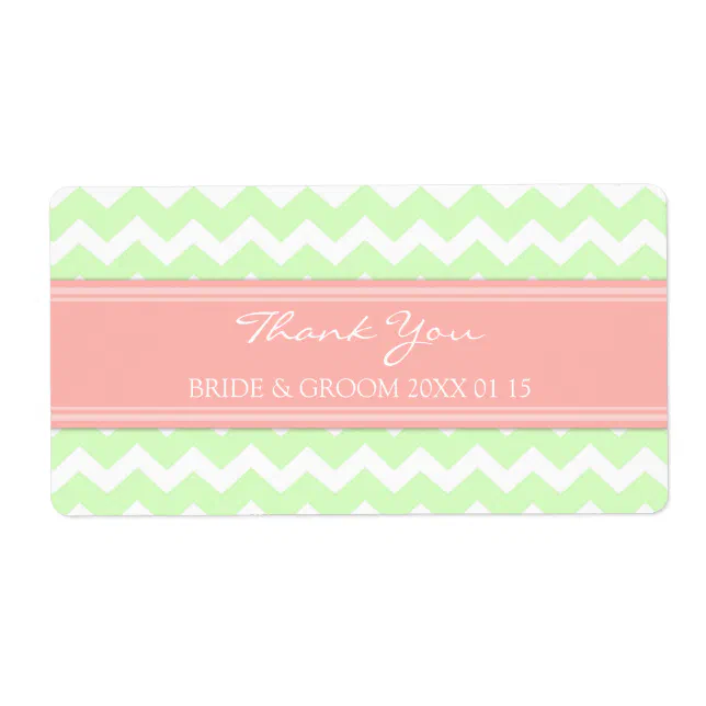 Mint Coral Pink Chevron Wedding Labels | Zazzle