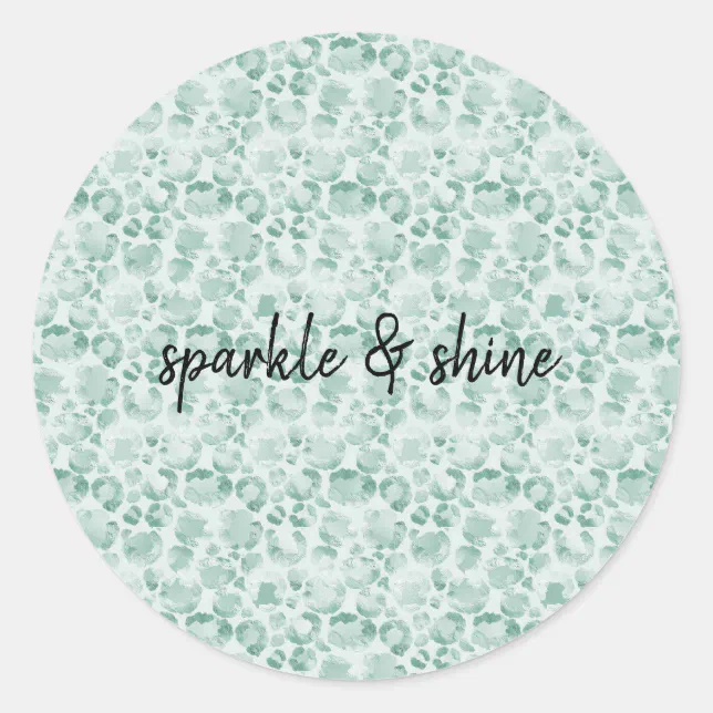 Mint Glam Leopard Print Classic Round Sticker | Zazzle