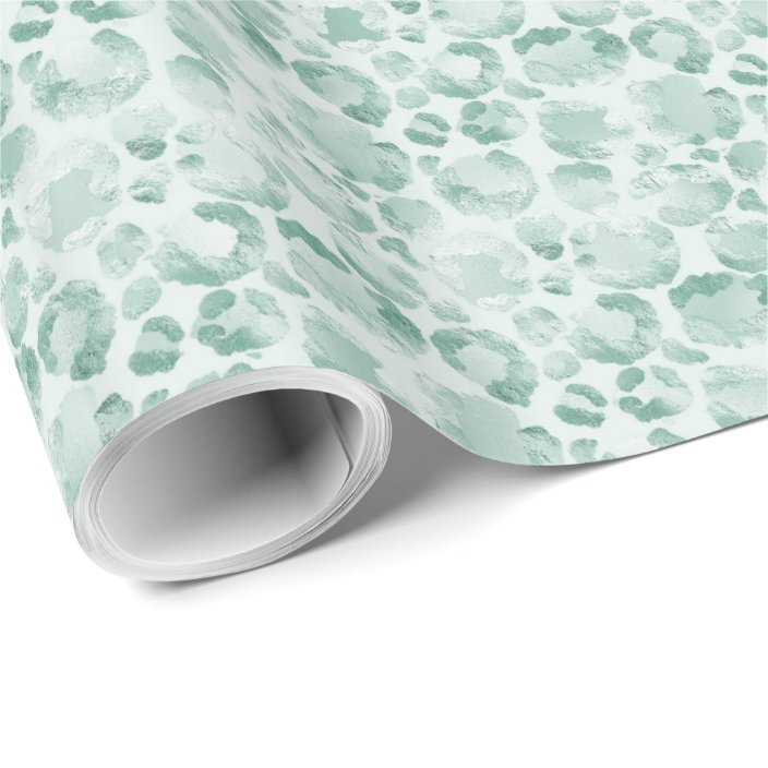 Mint Glam Leopard Print Wrapping Paper | Zazzle.com