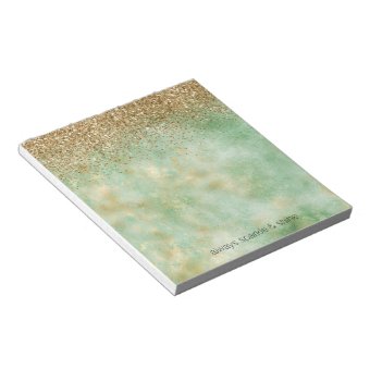 Mint Gold Glitter Notepad | Zazzle