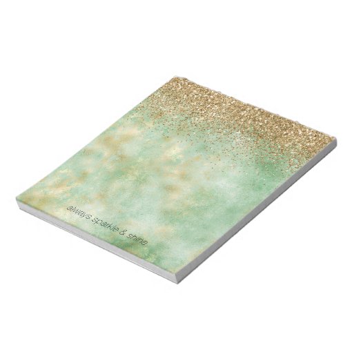 Mint Gold Glitter Notepad | Zazzle