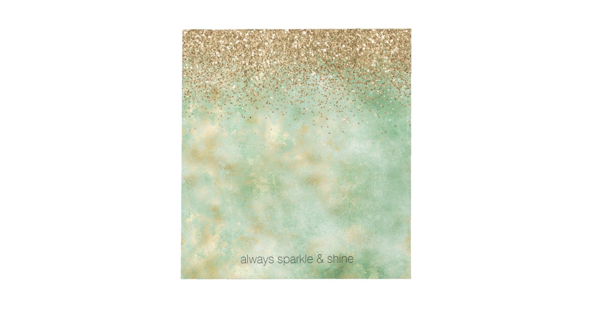 Mint Gold Glitter Notepad | Zazzle