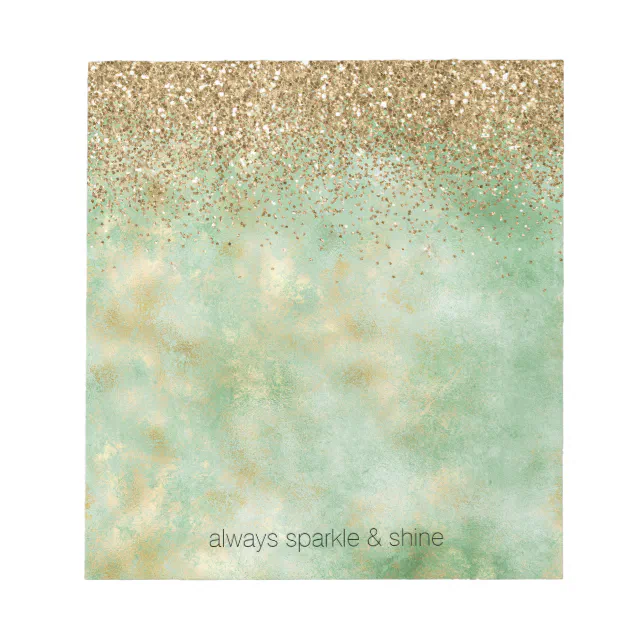 Mint Gold Glitter Notepad | Zazzle