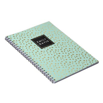 Mint Green and Gold Spots | Notebook | Zazzle