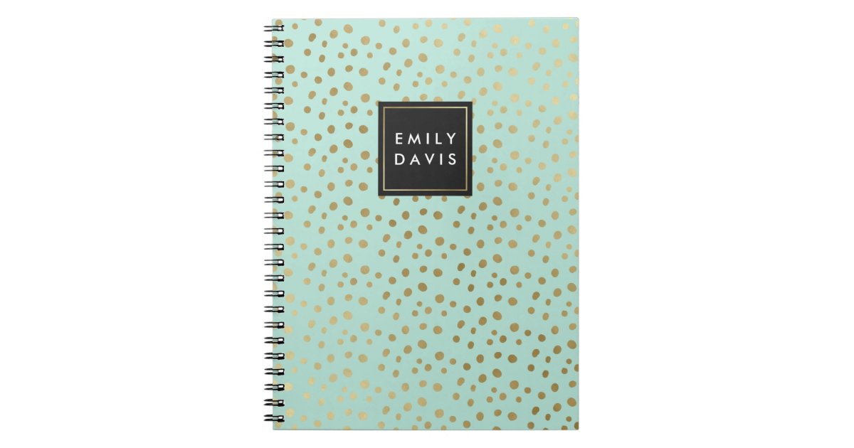 Mint Green And Gold Spots Notebook Zazzle mint-green-and-gold-spots-notebook-zazzle