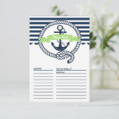 Mint Green and Navy Nautical Stripes Recipe Card | Zazzle