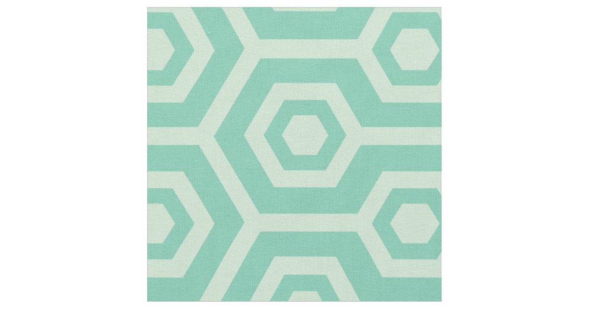 Mint-Green And Teal Green Geometric Pattern Fabric | Zazzle