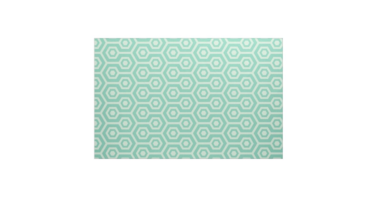 Mint-Green And Teal Green Geometric Pattern Fabric | Zazzle