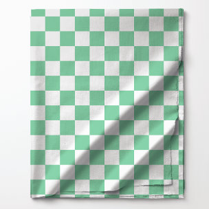 Mint Green White Checkered Checkerboard Gingham Fabric | Zazzle