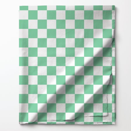 Mint Green White Checkered Checkerboard Gingham Fabric | Zazzle