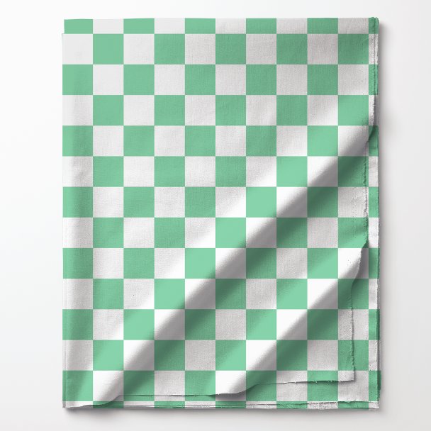 Mint Green White Checkered Checkerboard Gingham Fabric | Zazzle