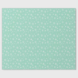 Mint Green and White Snowflake Doodle Holiday Wrapping Paper | Zazzle