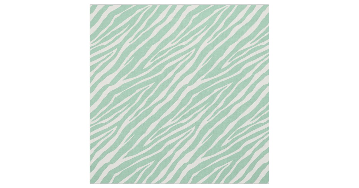 Mint Green and White Zebra Print Stripes Fabric | Zazzle