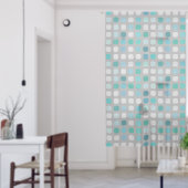 Mint Green Aqua Blue Chic Round Squares Pattern Sheer Curtains | Zazzle