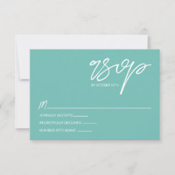Mint Green, Brown Leaves Wedding RSVP Card | Zazzle